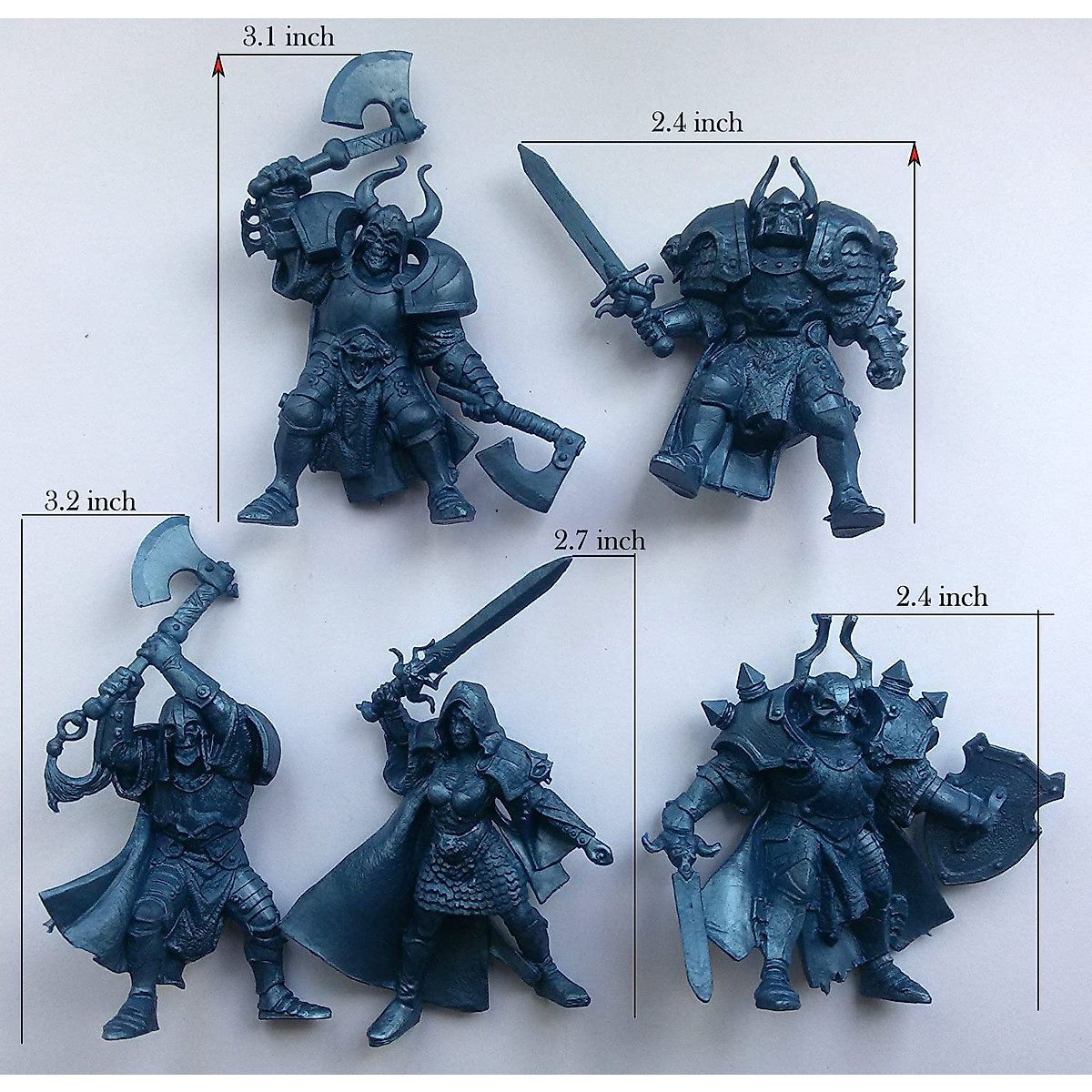 Fantasy Battles Creature Mini Action Figure Playset- Wariors 2 ʺ Fantasy Figures - XL 1/32nd Scale DND 5 pcs Characters Accessories RPGs and Soldiers