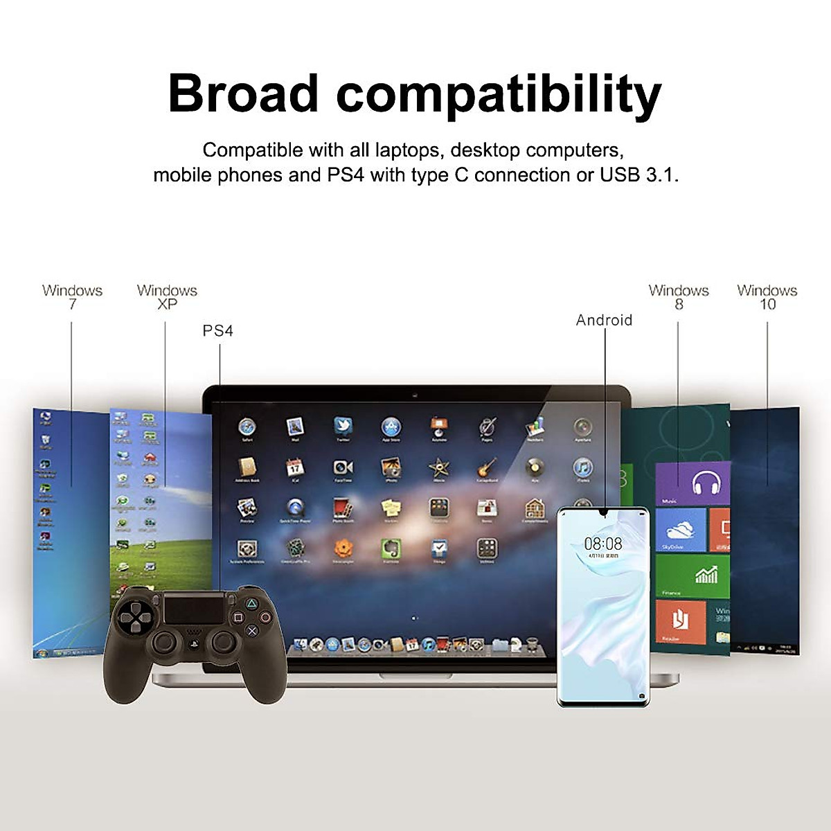 KEXIN 120GB Portable External SSD - Up to 400MB/s - USB-C, USB 3.1 Mini Game Drive Solid State Flash Drive Disk, Compatible with Mac OS, Windows, Laptop, X-Box, PS4