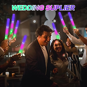 AWANG 50 Pcs Glow Sticks With 3 Modes Colorful Flashing Glow In The Dark Party Supplies Multicolor Bulk LED Foam Glow Sticks For Wedding Raves Sporting Events Glow Party Birthday Camping