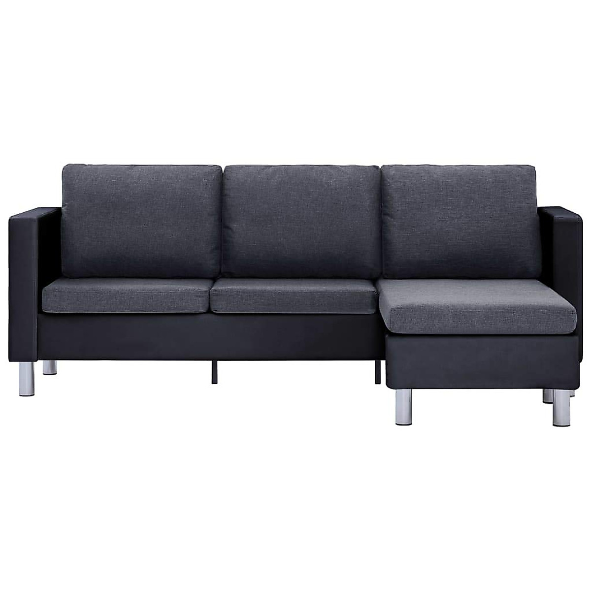 vidaXL Sofa, Sectional Sofa Couch with Cushions, Upholstered 3 Seater Sofa for Home Living Room Bedroom, Modern Style, Black Faux Leather