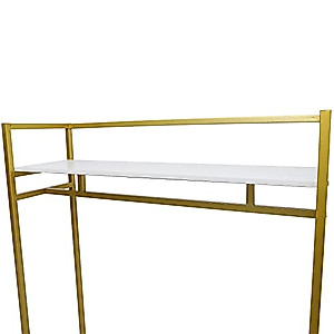 2 Tier Gold Clothes Storage Stand Rack Clothes Display Rack Heavy Duty Metal Closet Organizer Large Capacity Garment Rack with Hanging Rods for Wedding Bedroom Store Clothing Organizer(180 cm)