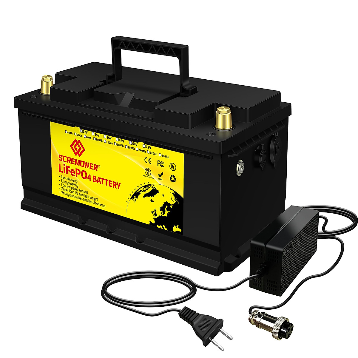 LiFePO4 Battery 100Ah 12V 1280Wh Deep Cycle Lithium Iron Phosphate Battery Built-in BMS Protect Charging and Discharging High Performance for Golf Cart EV RV Solar Energy Storage Battery…