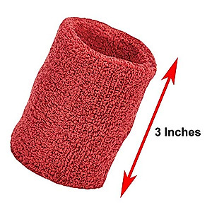 Unique Sports Athletic Performance Team Pack of 24 Wristbands (12 pair), Red