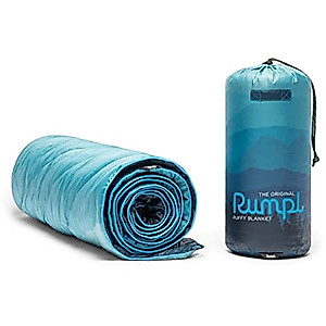 Rumpl The Original Puffy | Printed Outdoor Camping Blanket for Traveling, Picnics, Beach Trips, Concerts | 52" x 75" | Blue Ridge Fade, 1-Person