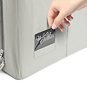 Jumbo Storage Bins with Metal Frame - Stackable & Foldable Clothes Organizer Bags - Oxford Fabric Storage Containers with Large Clear Window & Carry Handles, Organization for Bedding, Linen, Clothes & More