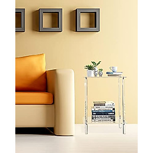 KSacry Small Acrylic Side Table for Small Spaces, 3 Tier Clear Side Table,Small Nightstand/Bedside Table/End Table for Living Room, Bedroom, Bathroom,15.75" L x 11.81" W x 20" H