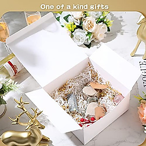 50 Pcs 8 x 8 x 4 Inch Gift Boxes with Lids Bridesmaid Proposal Box Paper Birthday Gift Box with 33 ft Twine for Christmas Bridal Wedding Graduation Party Favor Cupcake Presents Crafting (White)