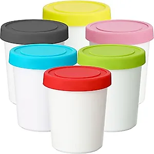 6 Pieces Ice Cream Containers for Homemade Ice Cream 1 Quart Reusable Ice Cream Storage Containers for Freezer with Silicone Lids Easy Stacking Large Ice Cream Tubs Storage for Frozen Yogurt Gelato