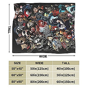 Horror Movie Characters (Many Faces of) Flannel Blanket,Super Soft, Comfortable and Warm, Perfect for Sofa, Living Room and Bedroom 80"X60"