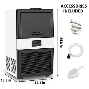 LifePlus Commercial Ice Maker Machine Under Counter Produce 70LBS of Ice in 24 Hrs with 10LBS Ice Bin Capacity Freestanding Automatic Ice Cube Maker Perfect for Bars Coffee Shops Home Office