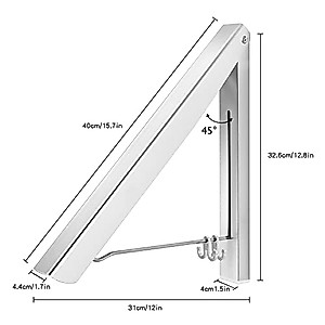 LIVEHITOP Wall Mounted Clothes Hanger, Foldable Clothes Airer Coat Rail Space Saving Dryer Rack for Laundry Bedroom Hotel RV (Silver)
