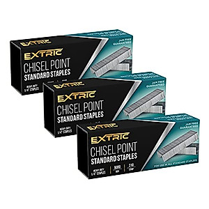 Staples 3 Pack - 15,000 Staples Standard - Heavy Duty Chisel Point Standard Staples 1/4 Inch Staple - Standard Staples for Stapler Jam Free Office Staples for Standard Stapler