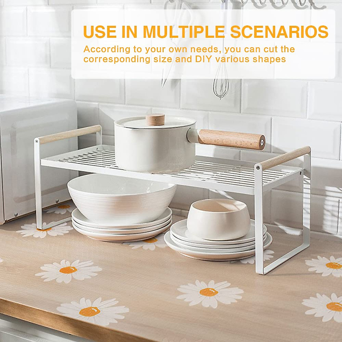 INNOLITES Drawer and Shelf Liner, Non Adhesive Waterproof Kitchen Cabinet Liner, Non Slip EVA Shelf Liner for Kitchen Cabinet, Drawers, Shelves, Pantry, Dresser, 17.5" × 78.7"