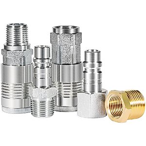 1/2" NPT G Style Air Coupler Plug and Air hose Fittings Reducer Bushing Kit S-224 For require more than 60 SCFM (5pcs)