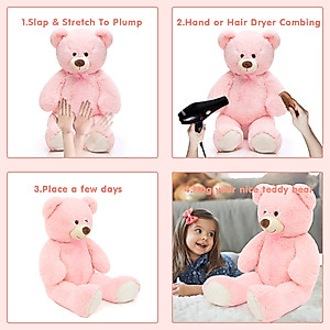 MorisMos Giant Teddy Bear Stuffed Animal 3 ft, 36'' Large Pink Teddy Bear,Big Teddy Bear for Baby Shower Decor,Soft Stuffed Bear Plush Gift for Kid Birthday Christmas Girlfriend Valentine's Day,Pink