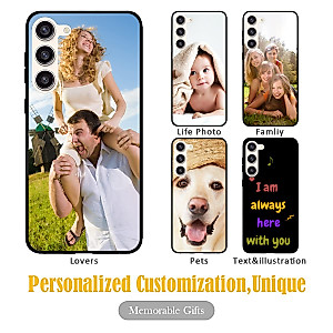 Personalized-Customm Phone Case for Samsung Galaxy s23 Plus with Picture Photo Text Name - Customized s 23 Plus Cellphone/Smartphone/Mobilephone Soft Thin Cover (Black)