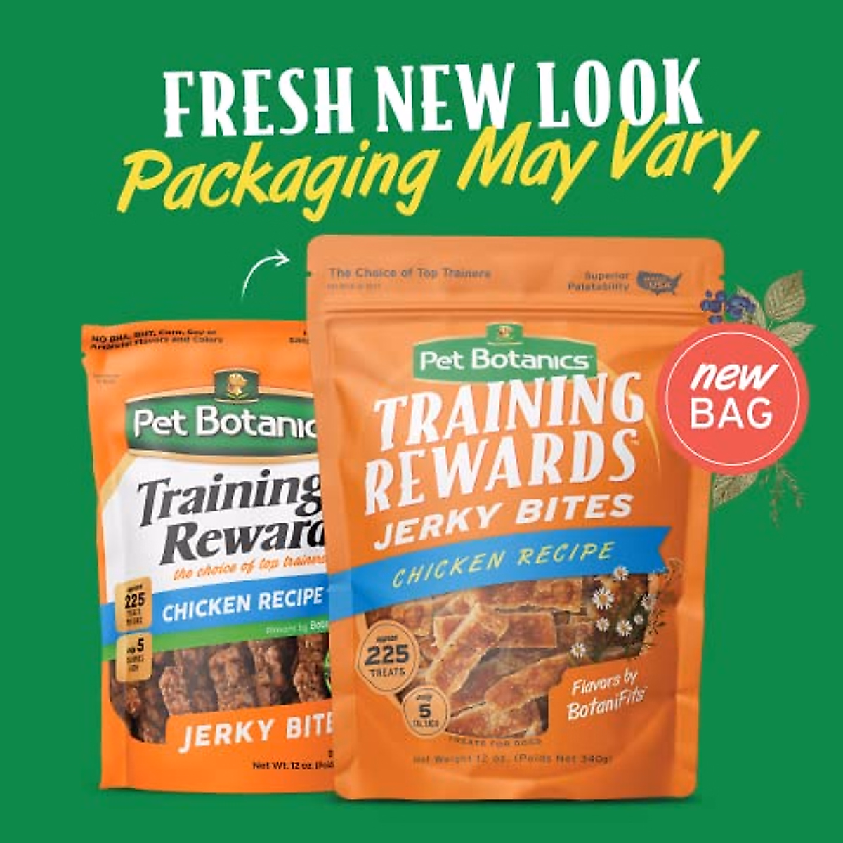 Pet Botanics High Protein Jerky Bites Training Rewards, Low Calorie Dog Treats Made in The USA, Chicken Recipe 12 Oz.