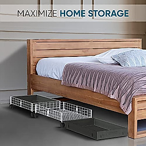 Under Bed Storage Containers With Wheels, Under Bed Storage With Wheels, Rolling Underbed Storage, With Bag-Under Bed Storage Containers, Under Bed Storage for Clothes, Shoes, Blankets, 2in1 (White)