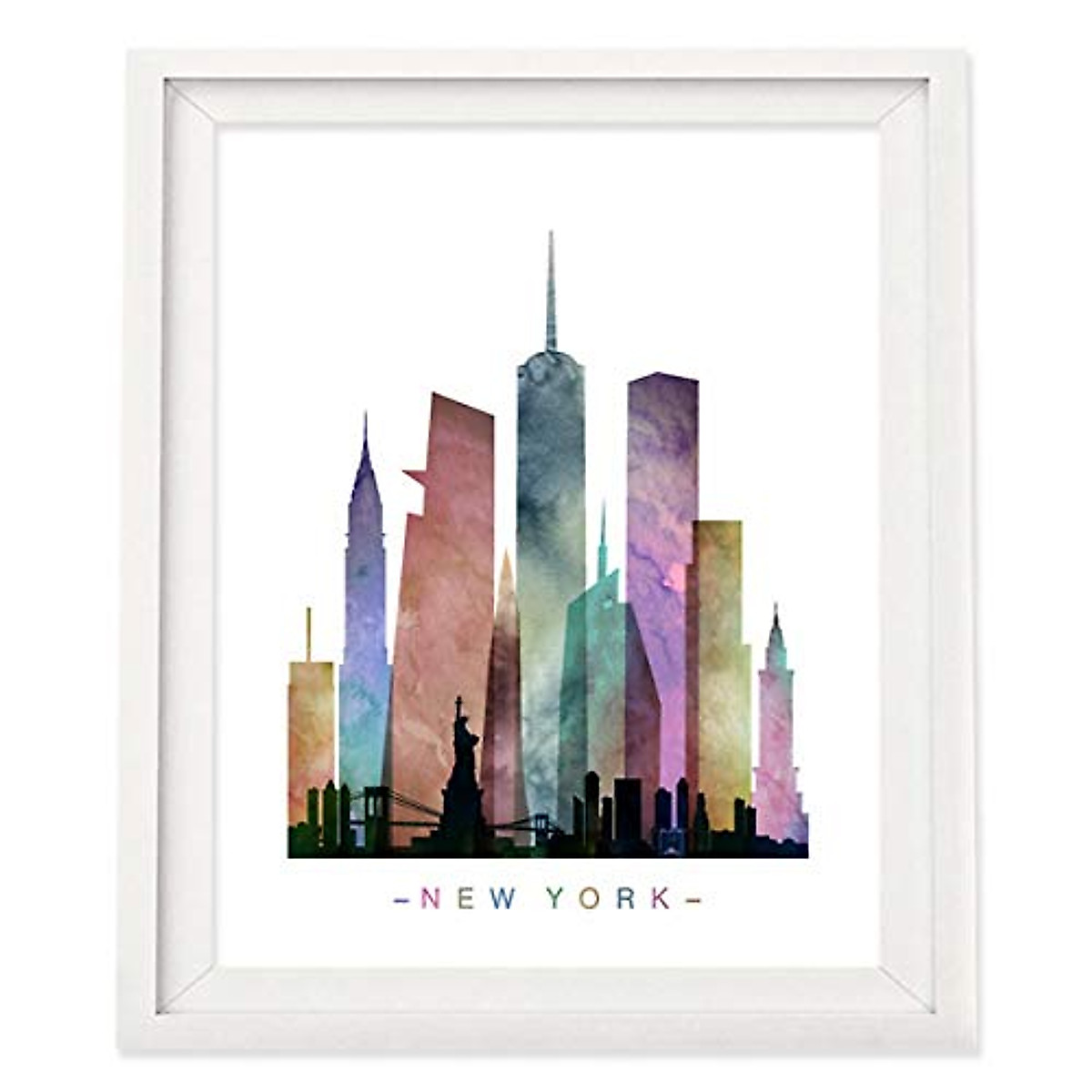 New York Skyline, New York Wall Art, New York Art Print, Watercolor Cityscape Print, Building Wall Decor, 8x10 Inch Unframed (8x10 inches Print Unframed, New York)