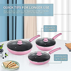 SHINEURI Frying Pans 6 Pieces Nonstick Cookware Set 9.5” and 11” Frying Pan Skillet Pan and Wok with Lid Ceramic Cookware Set