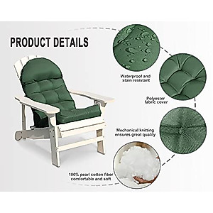 COSNUOSA Rocking Chair Cushion High Back Adirondack Chair Cushion Waterproof Patio Cushions for Outdoor Furniture Dark Green