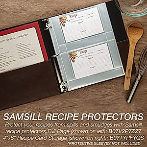 Samsill Recipe Binder 8.5x11, 3 Ring Recipe Book Binder to Hold All Your Recipes and Recipe Cards, Family Recipe Binder Bold Design (1", Brown Utensil)
