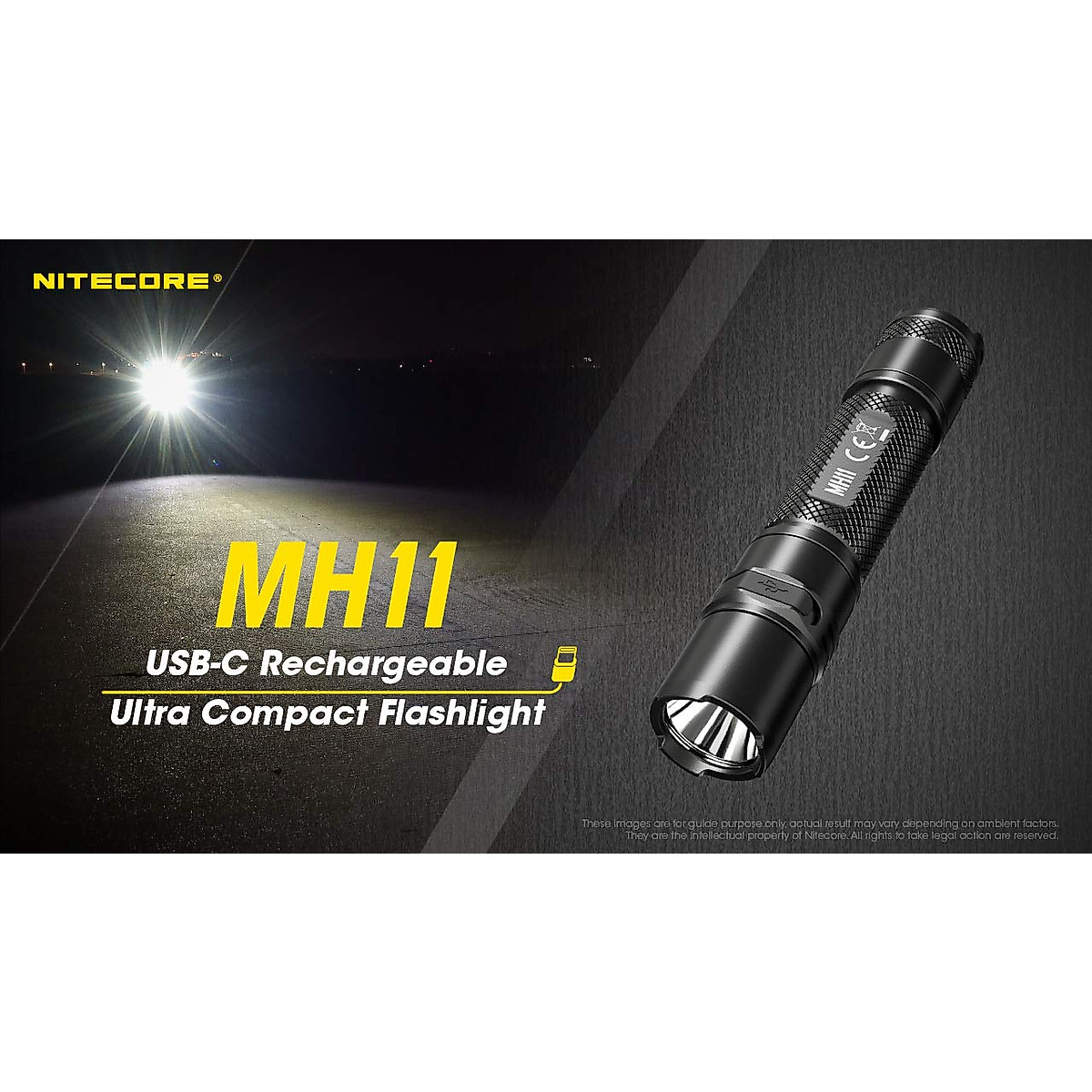 Nitecore MH11 Rechargeable Flashlight, 1000 Lumen LED EDC Compact Pocket Light with LumenTac Organizer