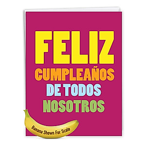 NobleWorks, Big Feliz Cumpleanos - Jumbo Spanish Birthday Card from All of Us (8.5 x 11 Inch) - Group Birthday Greeting J3243BDG-US-SL