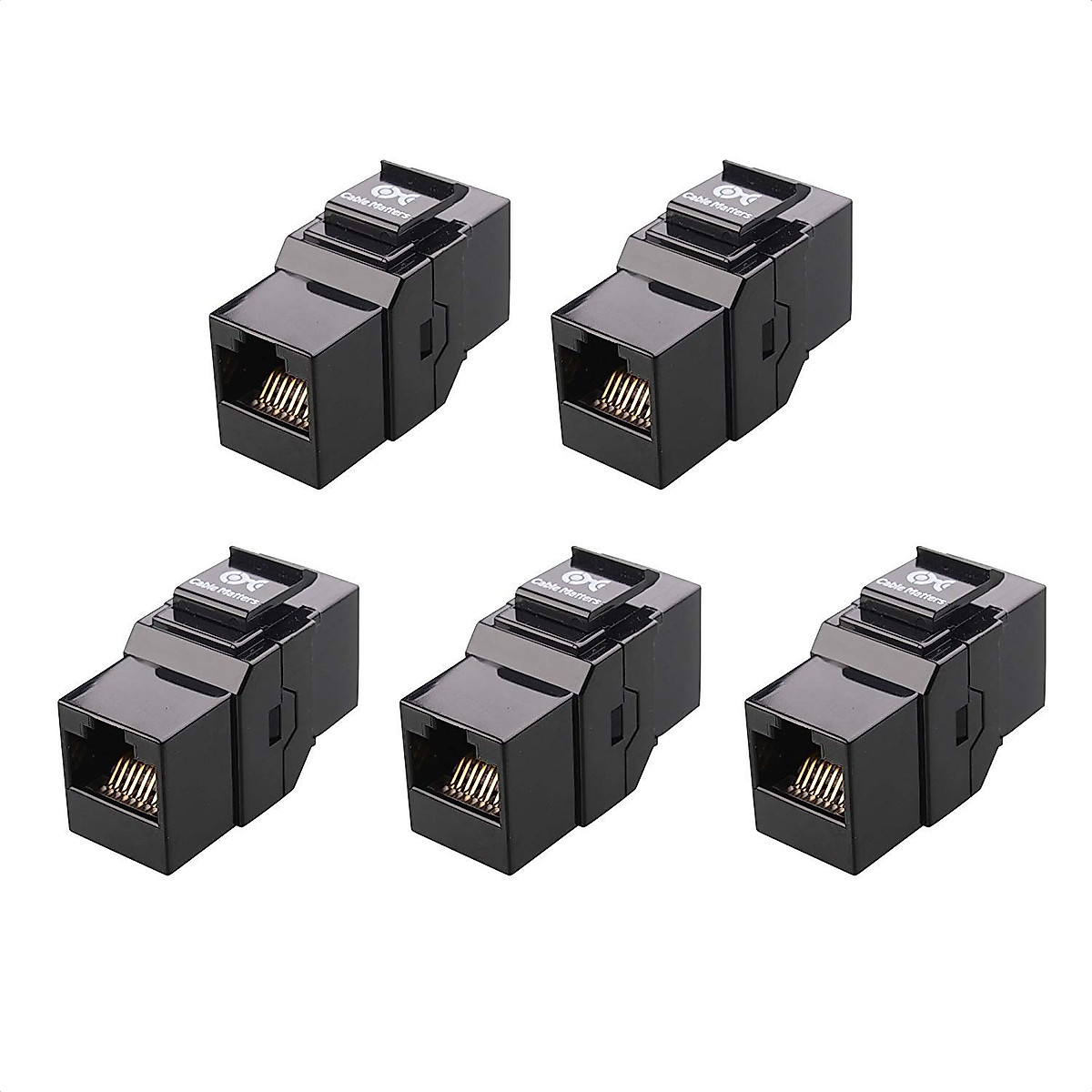 Cable Matters [UL Listed] 5-Pack 10Gbps Cat6 Keystone Coupler, RJ45 Keystone Jack Coupler/Ethernet Female to Female Keystone Jack in Black for Patch Panel, Wall Plate