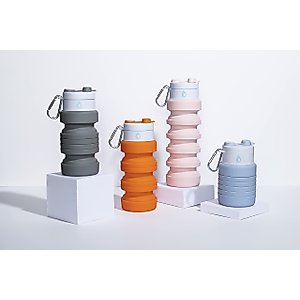 DRINK THIRSTY Collapsible Water Bottle | BPA free and food-grade silicone | 500mL | Convenient and perfect for everyday use (Sky Blue)