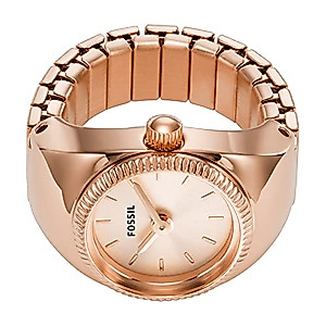 Fossil Women's Quartz Stainless Steel Two-Hand Watch Ring, Color: Rose Gold (Model: ES5247)