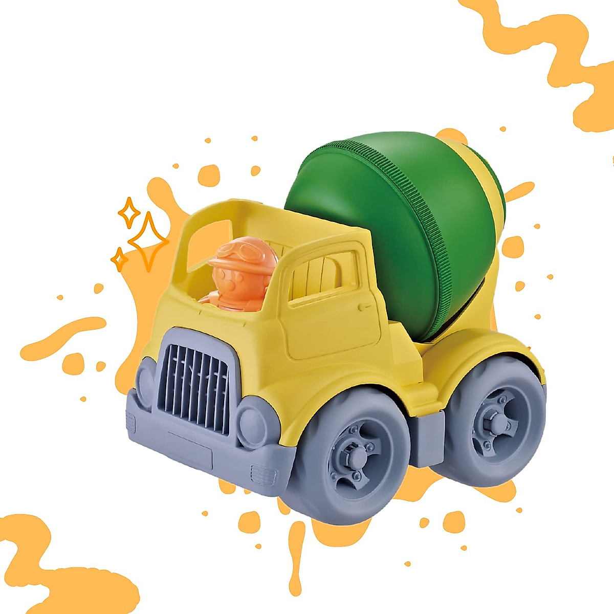 Top Right Toys Construction Trucks Toy Set for Toddler Boys - 3 Piece Small Toy Car Vehicles with Dump Truck, Excavator Tractor, and Cement Mixer Truck
