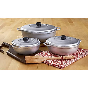 IMUSA USA Traditional Colombian Natural Caldero 3-Piece(1.5/3.5/7.0 Quart) Dutch Oven Set, Silver, Small