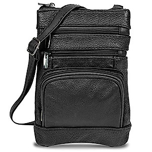 Krediz Genuine Leather Cross Body Handbag- Multi Pocket Women’s Purses with Adjustable Strap-Travel Ladies Shoulder Bags