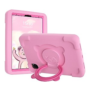 PZOZ iPad Kids Case Compatible for iPad Pro 11 inch 2022 2021 2020 2018(4th/3rd/2nd/1st Generation), EVA Shockproof Rotate Handle Folding Stand Heavy Duty Protective Cute Cover for Boys Girls (Pink)