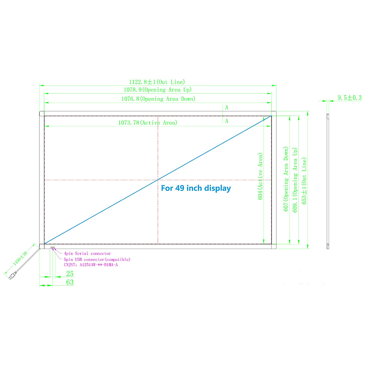 DeYoWo 49 Inch Interactive 10 Points Infrared IR Touch Screen Overlay Frame Free Driver