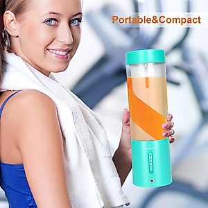 Portable Blender for Shakes and Smoothies, Vaeqozva 16OZ Personal Blender 6 Ultra Sharp Blades, Magnetic USB Rechargeable mini Blender bottle for Travel/Picnic/Office/Gym/Home