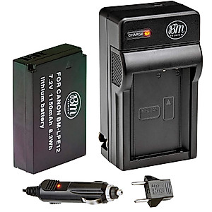 BM Premium LP-E12 Battery and Charger Kit for Canon EOS-M, EOS M2, EOS M10, EOS M50, EOS M50 Mark II, EOS M100, EOS M200, SX70 HS, Rebel SL1 Cameras