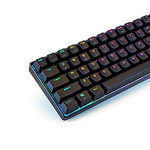 Wscoficey Gaming Office Keyboard RGB Backlight, Portable 68 Keys Ergonomic Design Metal Panel, Blue Switch Floating Key-caps for Windows PC Laptop Desktop
