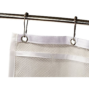 Shower Curtain Bathroom Organizer -9 Pockets- Perfect for Organizing Your Home Bath. Organize Your Toiletries and kid’s Toys in Nine Durable Deep Mesh Pockets. Hang on Existing Shower Curtain Rings.