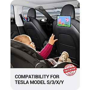 BASENOR 2025 Upgraded Tesla Model Y Model 3 Model S Model X LR/Plaid Tablet Holder Headrest Tablet Mount, 360° Adjustable Travel Rotation Tesla Car Headrest Stand Cradle Accessories