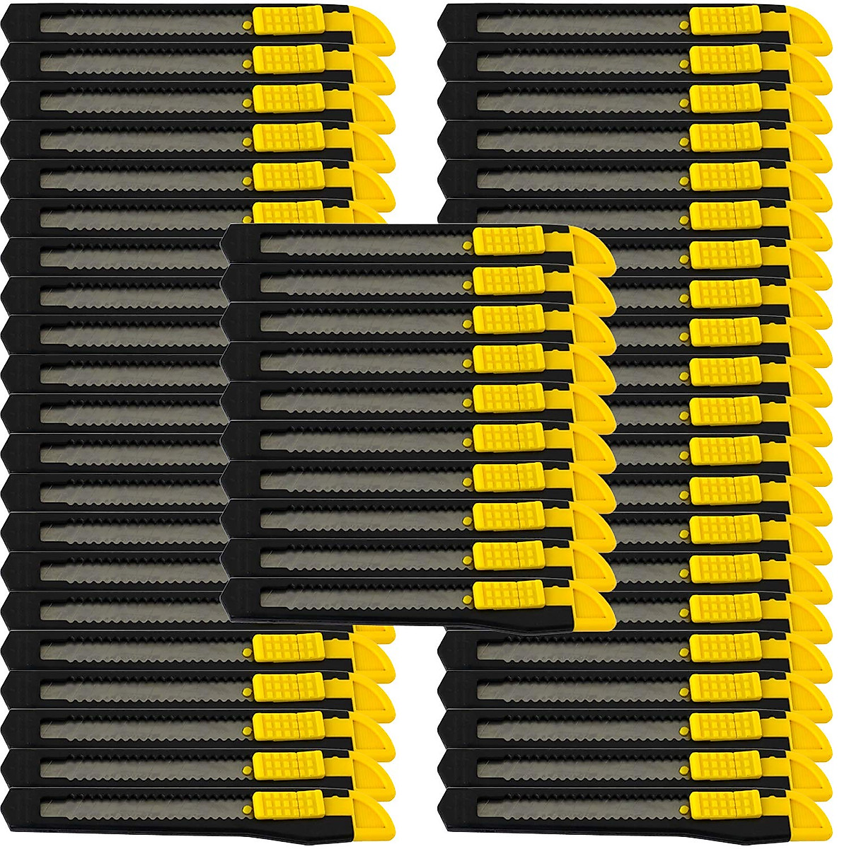 50 Bulk Small Safety Box Cutter Utility Knife Retractable Snap off Blade BLACK