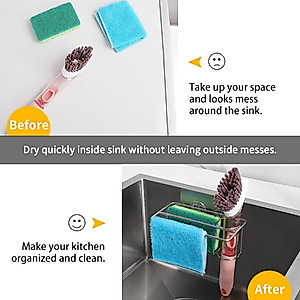 Carwiner Sponge Holder + Brush Holder + Dish Cloth Hanger, 3-in-1 Caddy Organizer Storage for Kitchen, SUS304 No Drilling