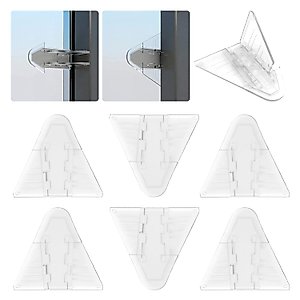 Maveek Upgraded Invisible Child Safety Lock, 8 Pcs Clear Sliding Door Latch Locks Door Window Security Bar, Keyless Jammer Stopper for Kids Baby Proofing