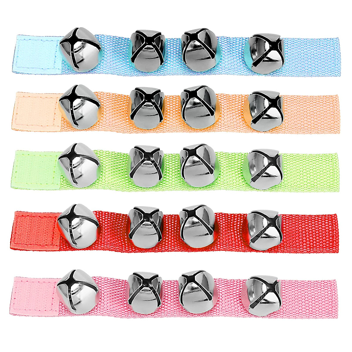 MUKLEI 30 Packs Shaker Musical Instruments, 15 Packs Plastic Egg Shakers and 15 Packs Wrist Band Jingle Bells, Jingle Bells Instrument Wrist Shaking Bells for Party, Christmas, Birthday, 5 Colors