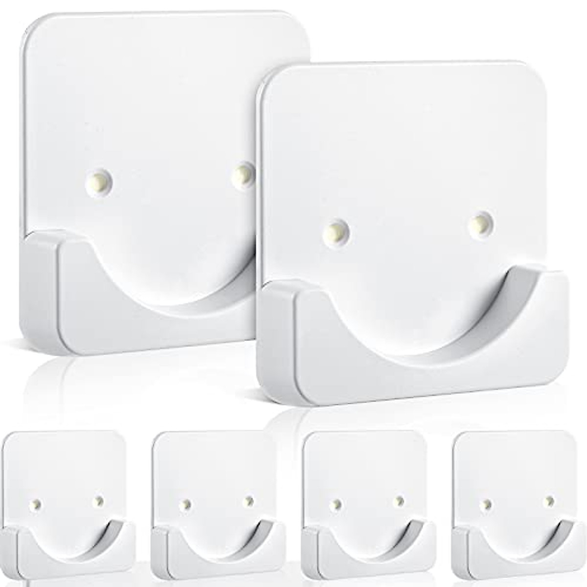 6 Piece Adhesive Shower Curtain Rod tension Holder, Adhesive Wall Mounted Shower Rods Holder Drill-Free Install, Adhesive Rod Mount Retainer, No Drilling, Not Include Shower Curtain Rod (White)