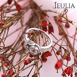 Jeulia Engagement Rings Sterling Silver Knot Round Cut Infinity Statement Promise Wedding Band unique halo crystal Anniversary Bridal Classic birthstones Ring Set With Gift Jewelry Box (white, 8)