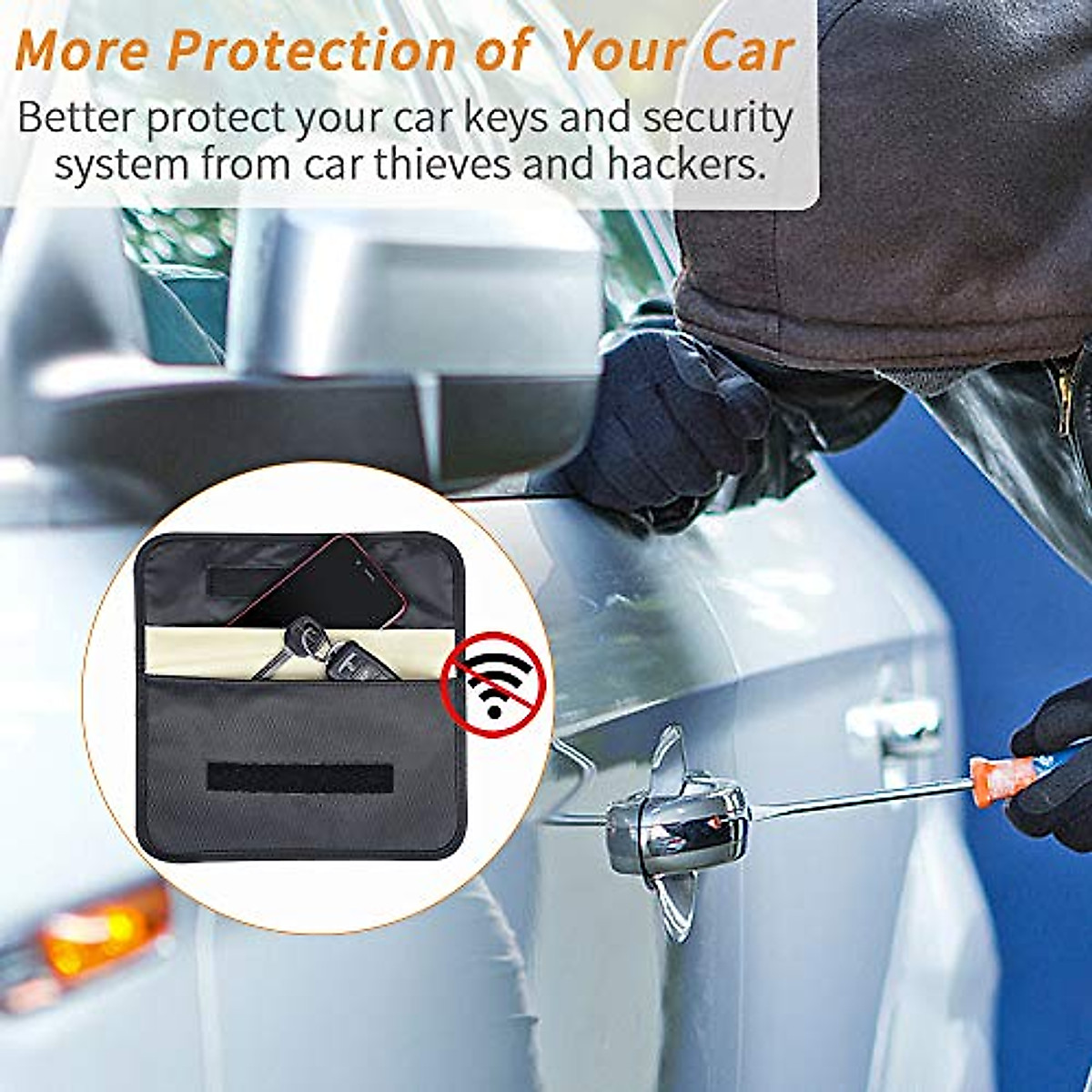 Larger Faraday Pouch[2 Pack&9.4x5.5in Size for All Phones], Faraday Bag Cage, RFID Signal Blocking Bag for Phones Privacy Protection and Car Key FOB, Anti-Tracking (Upgraded)