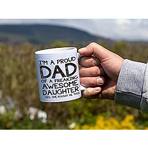 Generic Funny Coffee Mug Best and Cool Proud Dad Of A Awesome Daughter Gifts for Dad from Daughter son for Father's Day Birthday Christmas New Year Present Idea for Men, Him Funny Novelty Tea Cup