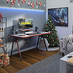 DESINO Gaming Desk 47 inch PC Computer Desk, Home Office Desk Table Gamer Workstation with Cup Holder and Headphone Hook, Gray